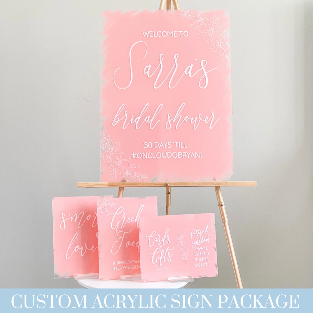 Acrylic Wedding Sign Bundle, Hand-lettered Calligraphy Signs, Painted ...