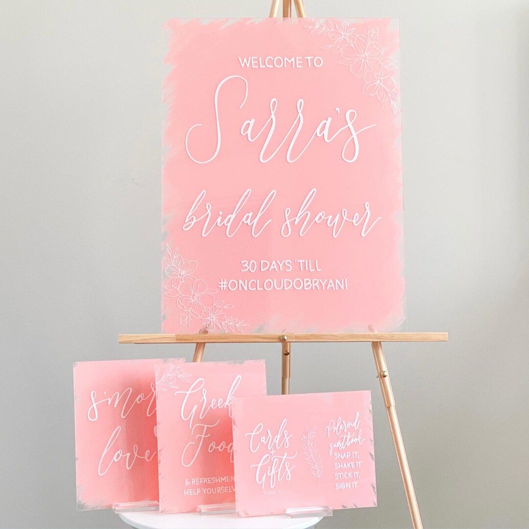 Blush Pink Acrylic Wedding Sign Package: Hand-lettered Custom Signage ...