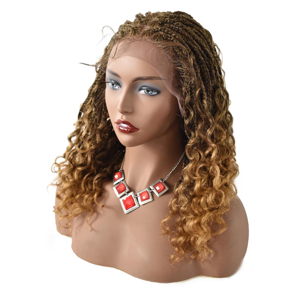 18" Afro Box Hand Braided Wigs for Women With Baby Hair Swiss Lace ...