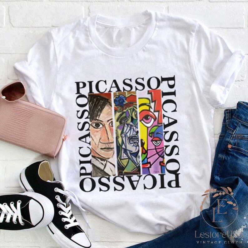 Portrait Made With Collage and Acrylic Paint Teacher T-shirt, Picasso ...