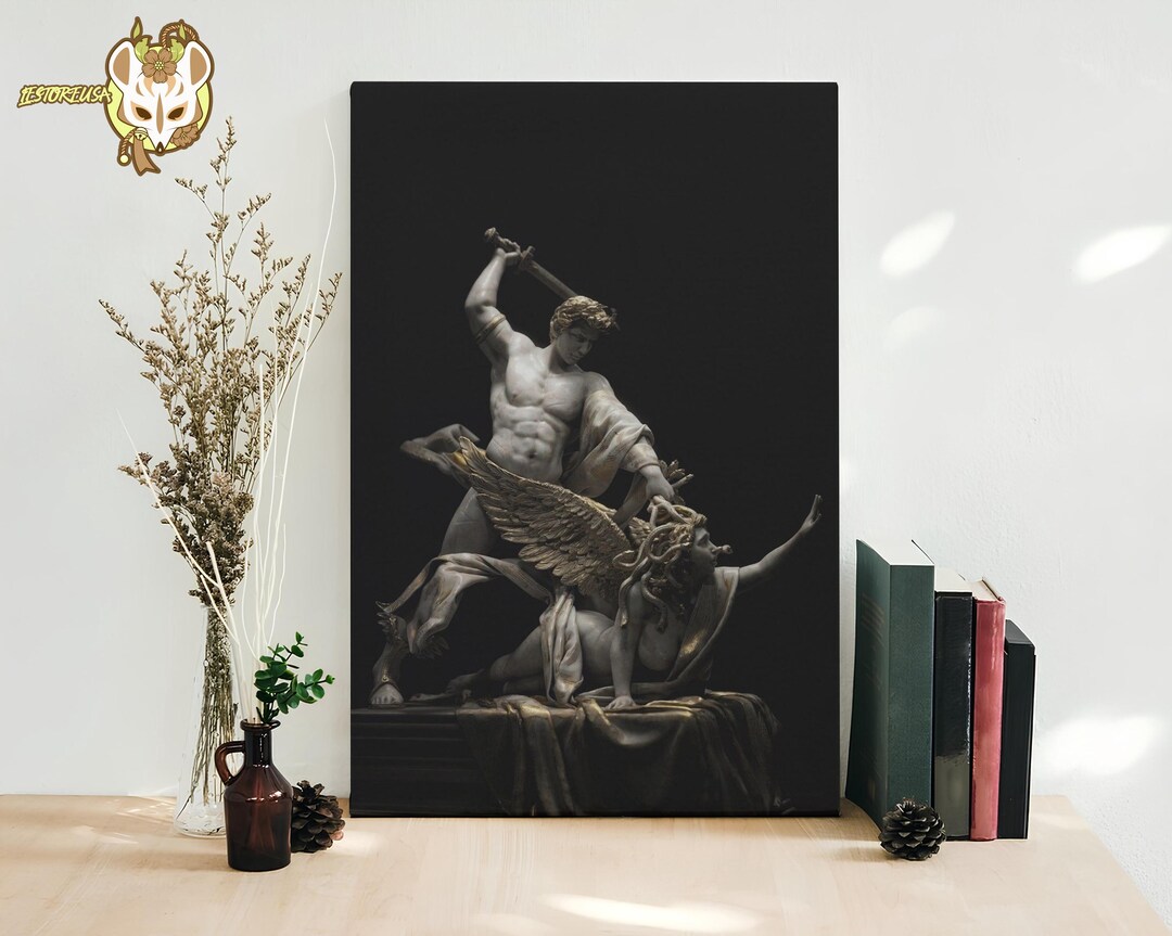 Perseus and Medusa Framed Canvas, Classical Mythology Painting Print ...