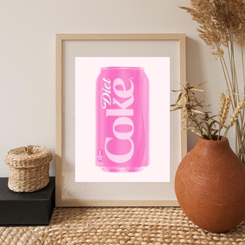 Pink Diet Coke and Diet Dr Pepper Set, Trendy Kitchen Decor, Pink Wall ...