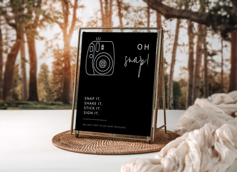 Oh Snap Wedding Sign 8x10 | Instant Download Wedding Sign | Black and ...