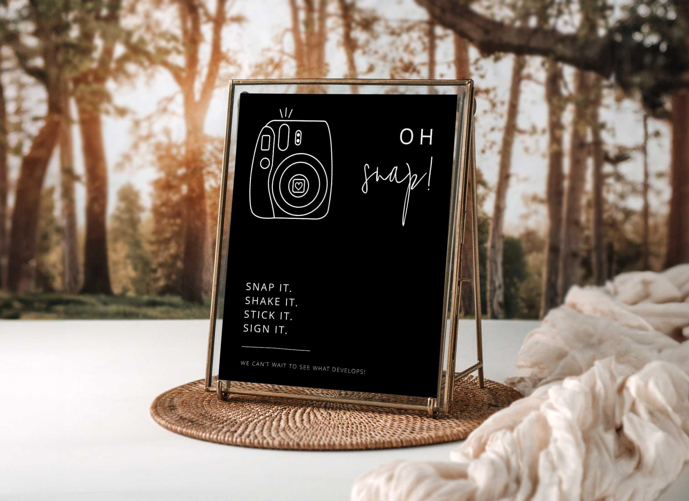 Oh Snap Wedding Sign 8x10 | Instant Download Wedding Sign | Black and ...