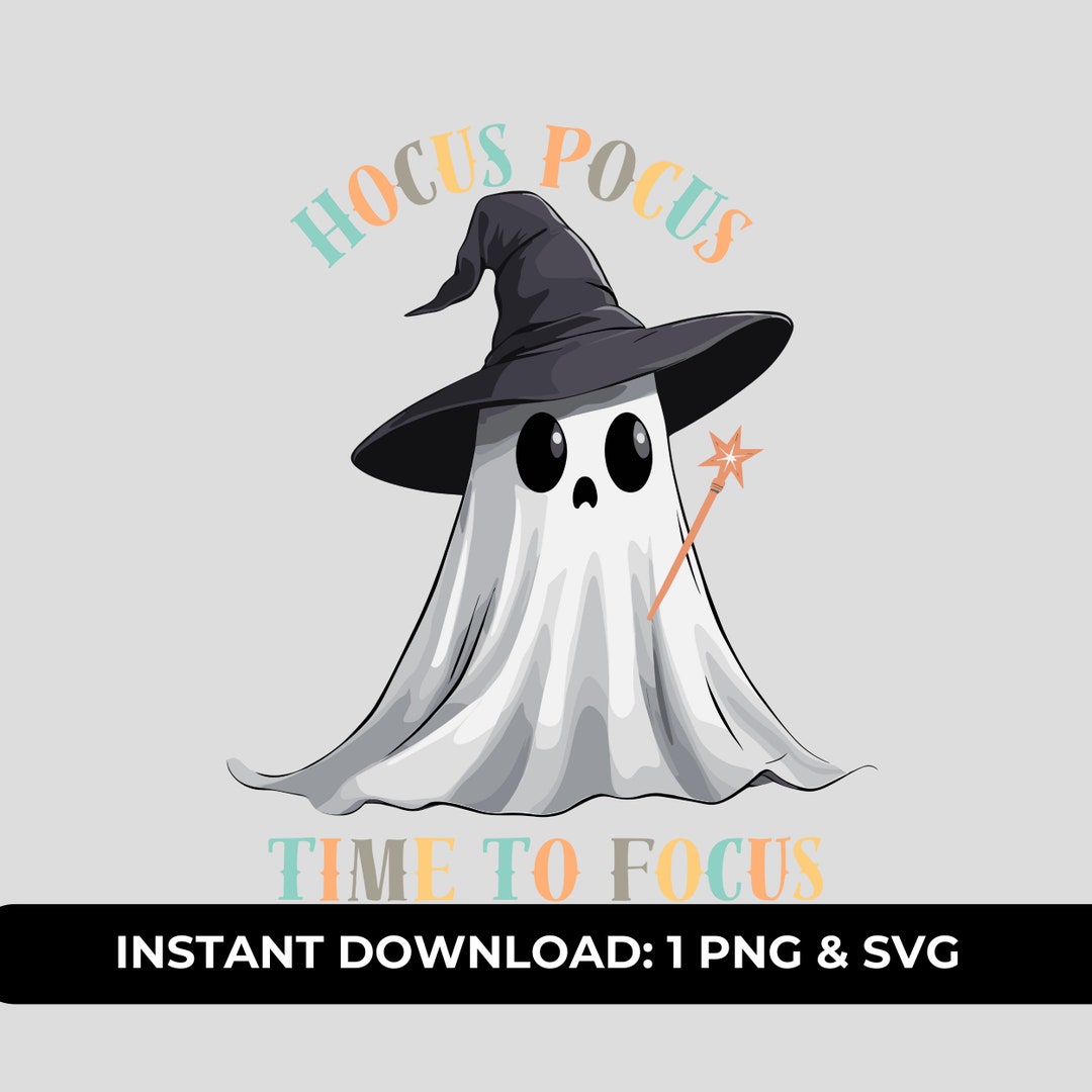Retro Halloween PNG SVG Bundle - Hocus Pocus Ghost in Pastel - Funny ...