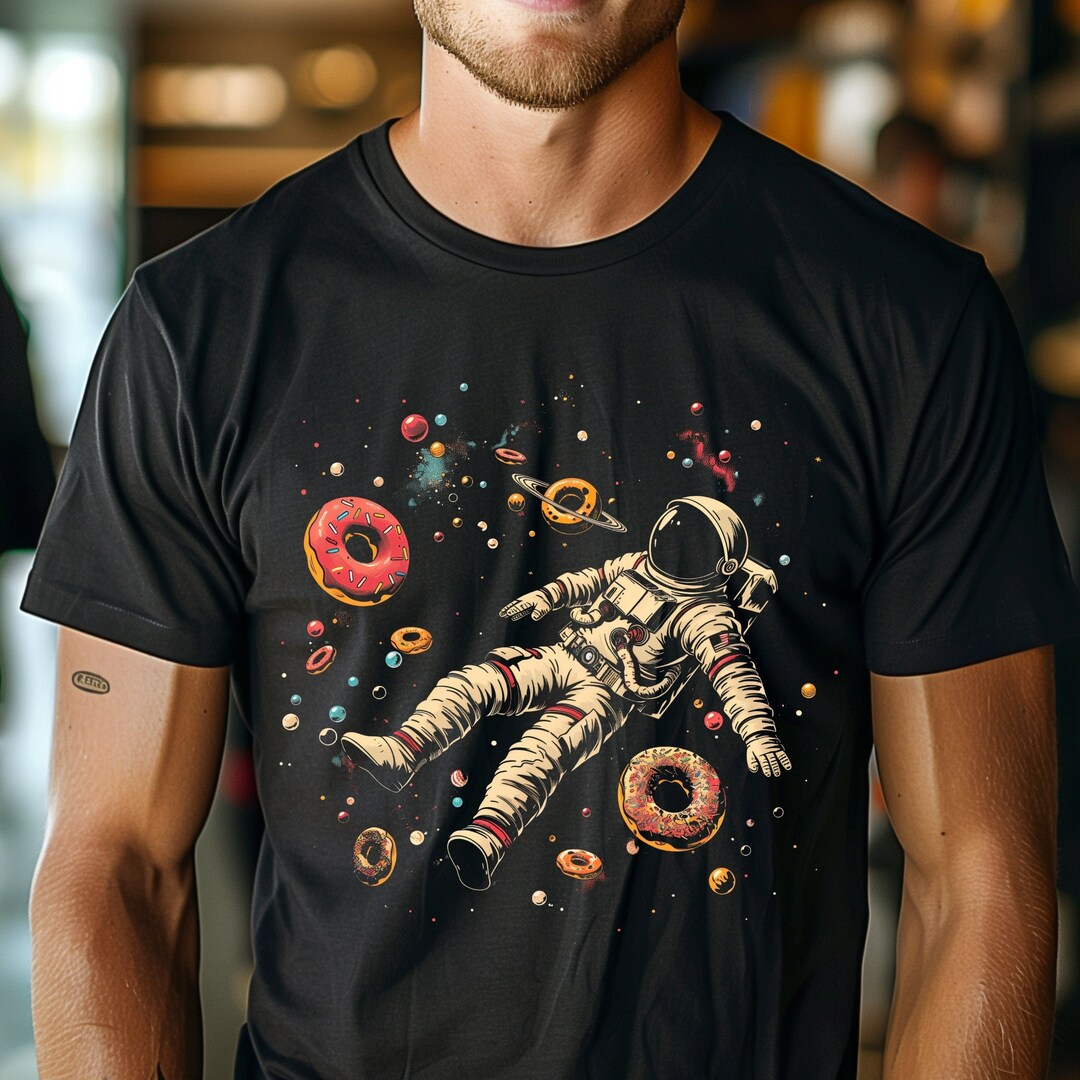 Astrodonut T-shirt, Astronaut T-shirt, Astronaut in Space With Donuts ...