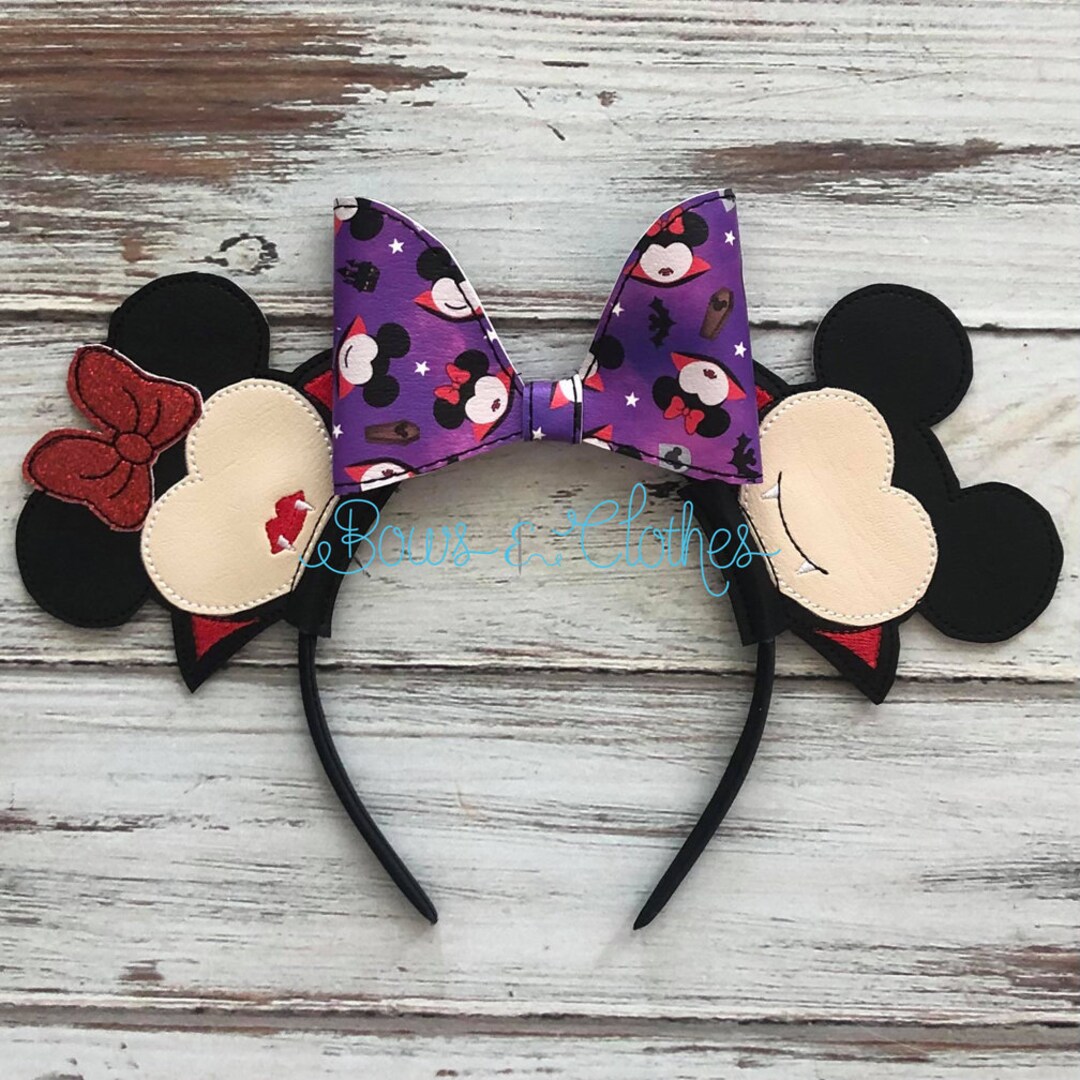 Vampire Mice Ears Headband in the Hoop Embroidery File, Digital Pattern ...