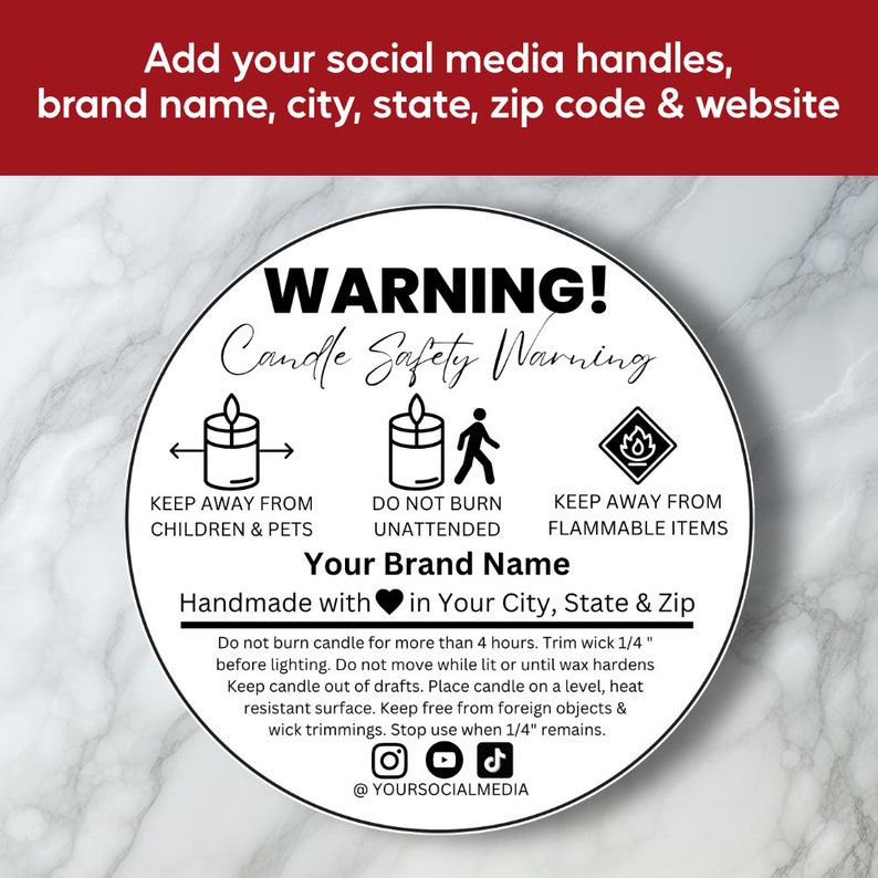Candle Warning Label | Custom Editable Template Design With Canva ...