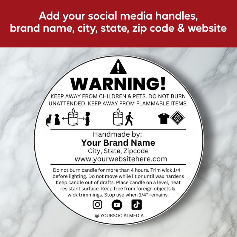Candle Warning Label | Custom Editable Template Design With Canva ...