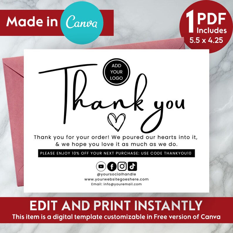 Thank You Card | Custom Editable Template Design With Canva | Candle ...