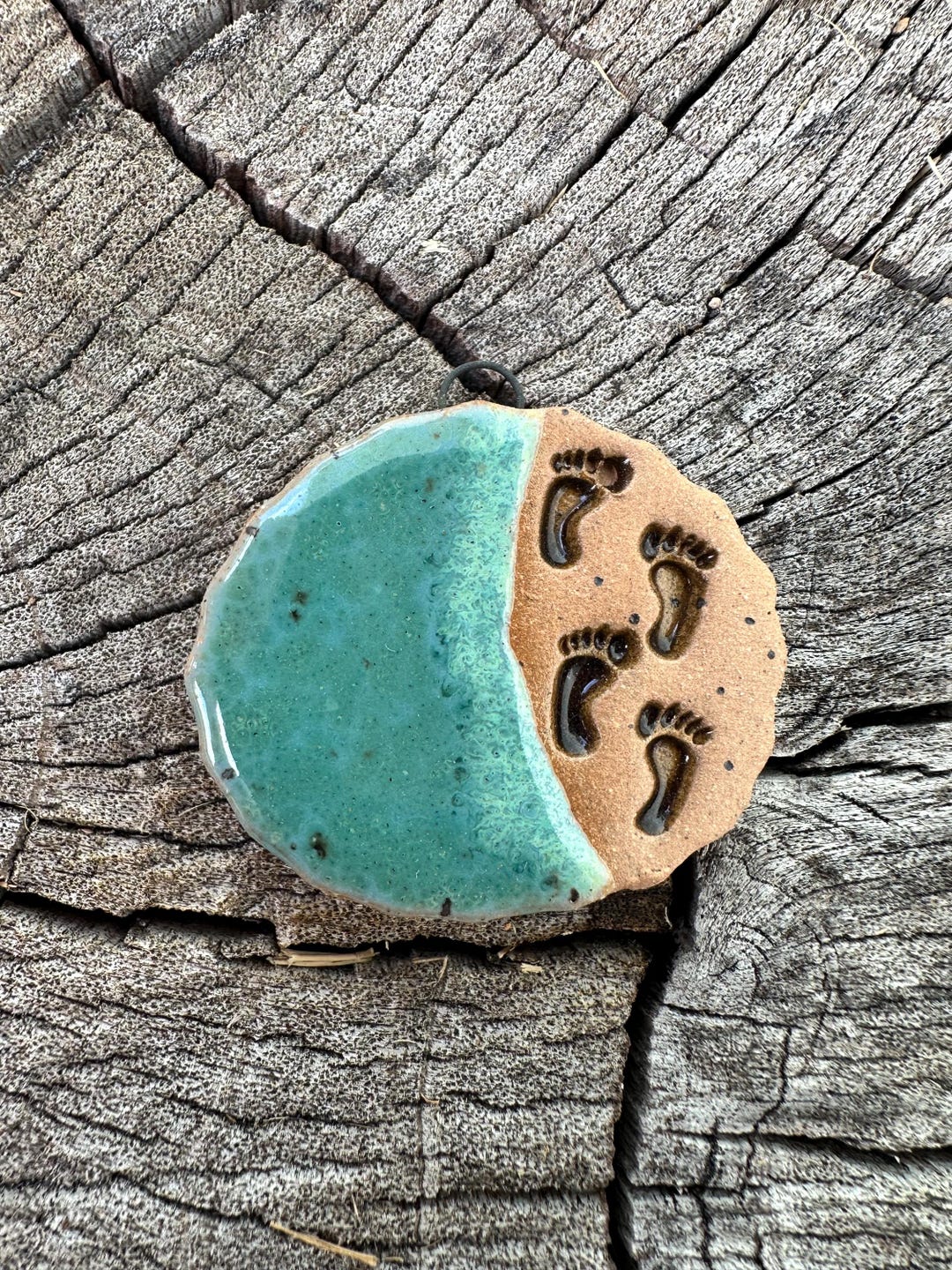 Handmade Footprints on the Beach Ceramic Pendant - Etsy