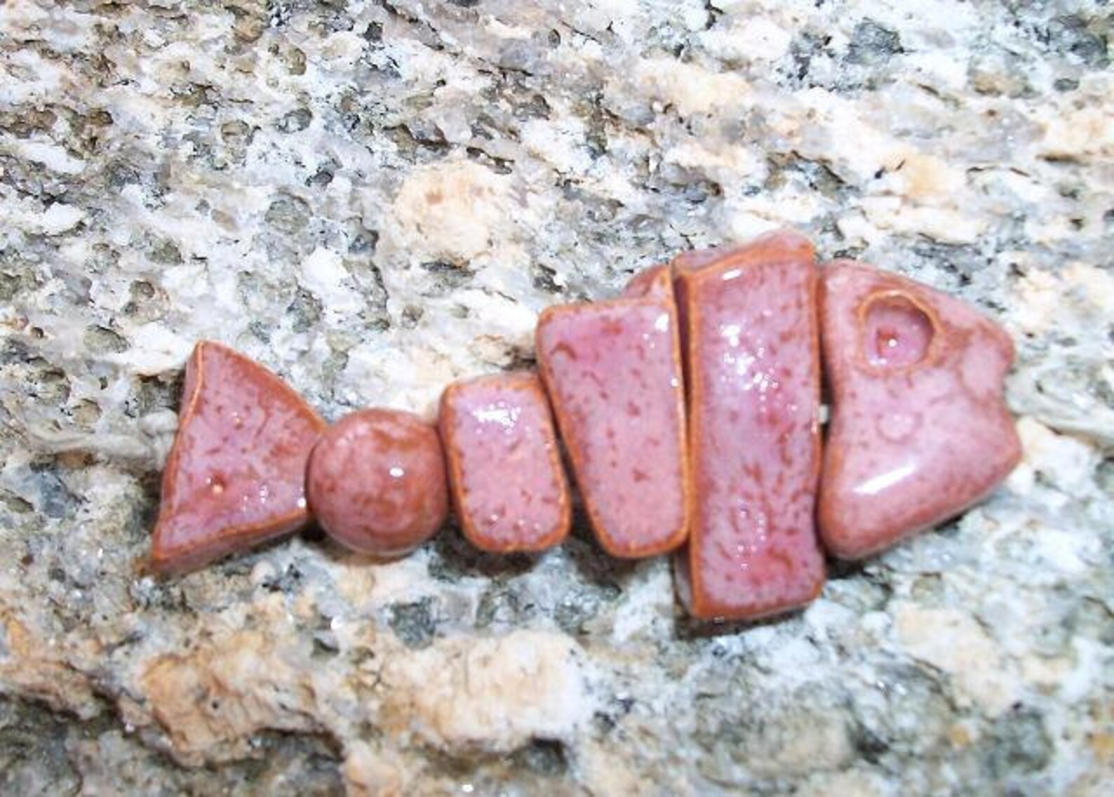 Handmade Rosey Brown Ceramic Fish Bonz Pendant - Etsy