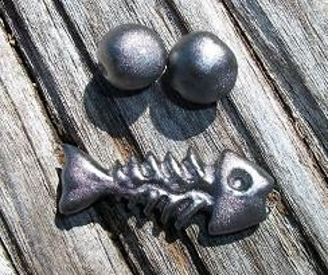 Ceramic Pewter Fish Bones Pendant and Accent Beads - Etsy