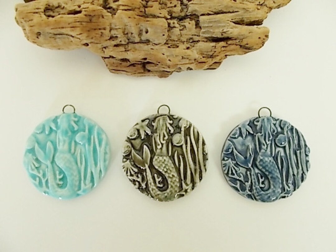 Handmade Ceramic Underwater Mermaid Scene Pendant - Etsy