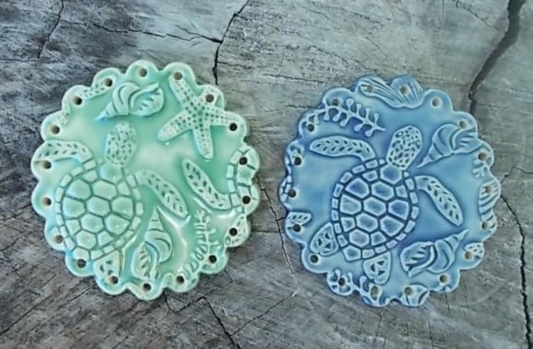 Handmade Ceramic Embossed Turtle Pine Needle Basket Base - Etsy