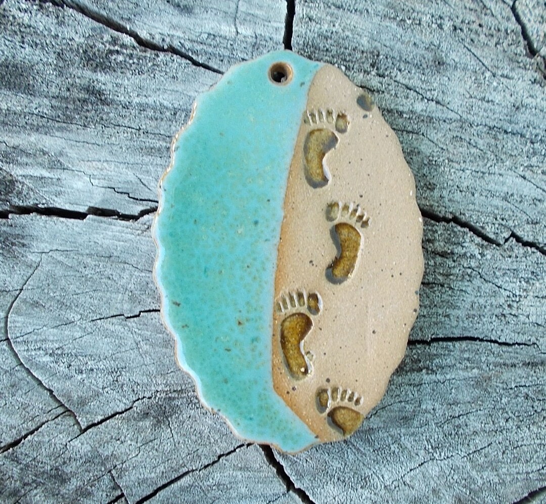 Handmade Ceramic Footprints in the Sand Pendant - Etsy