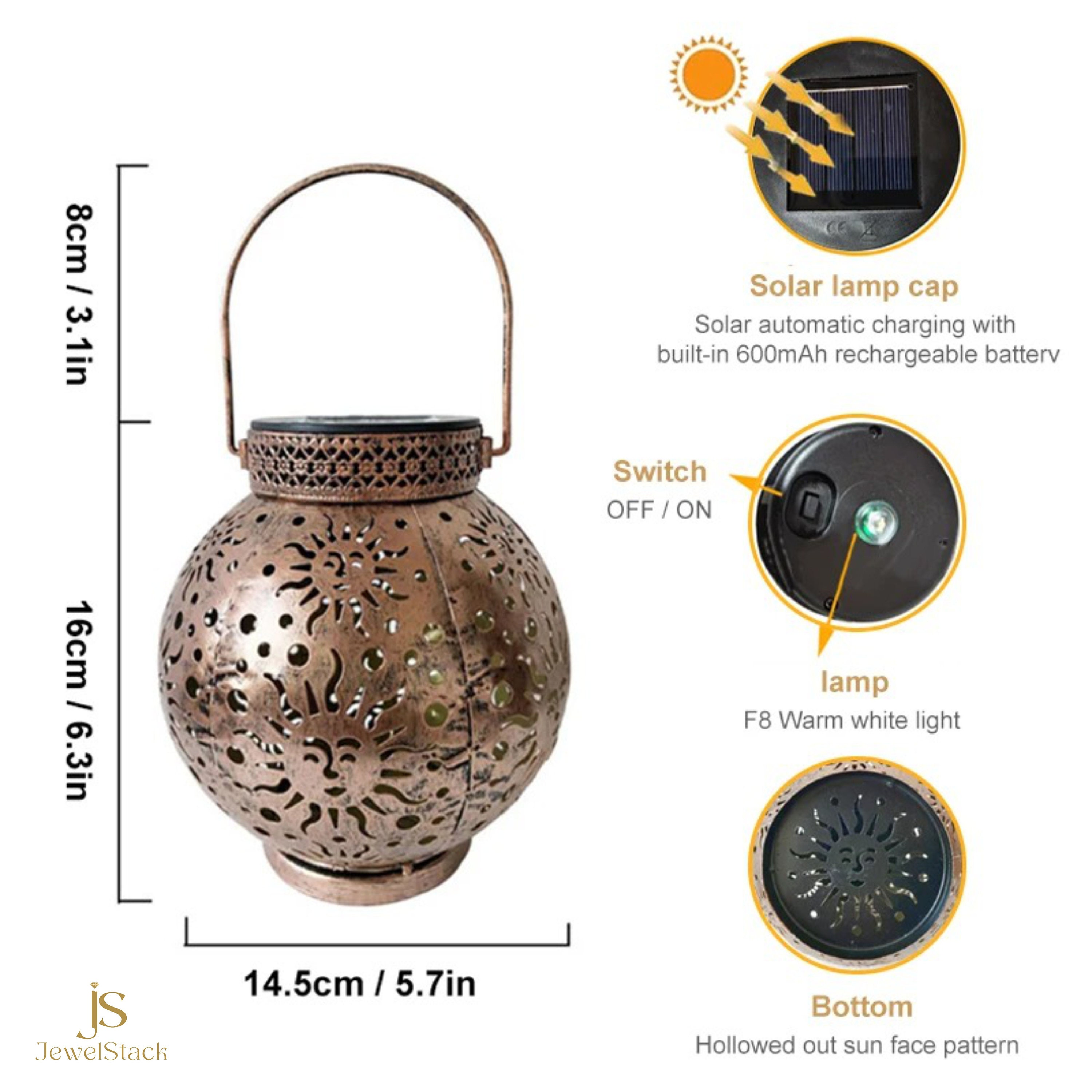 Metal Solar Moon Star Sun Face Lamp Night Light LED Solar Garden ...