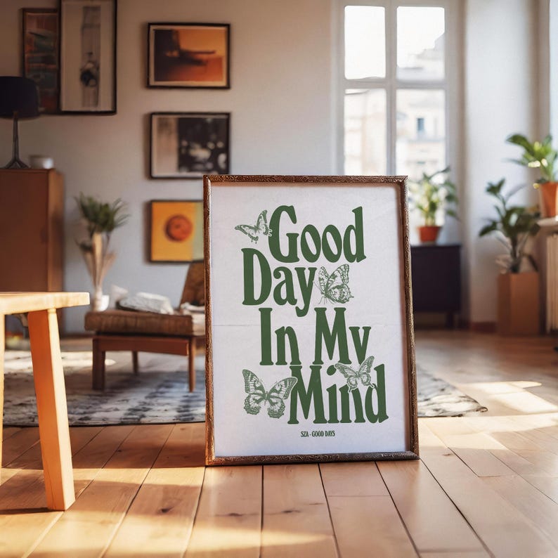 SZA Good Days Lyric Poster, Music Artist Digital Download Print, Green ...