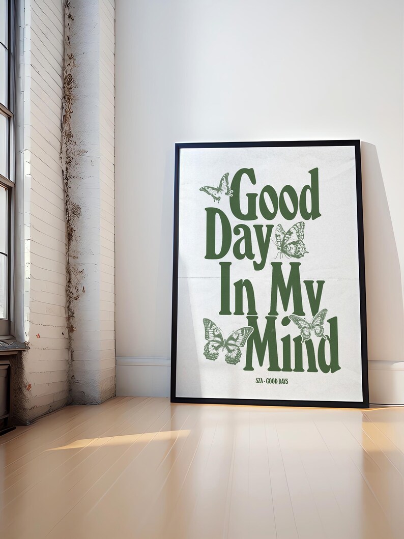 SZA Good Days Lyric Poster, Music Artist Digital Download Print, Green ...