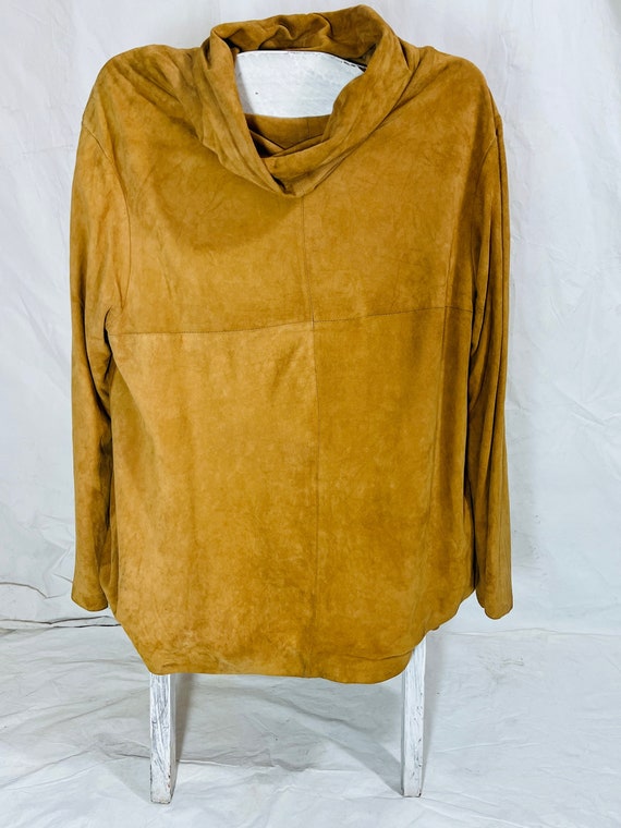 Barneys NY Suede Cowl Neck Pullover - Gem