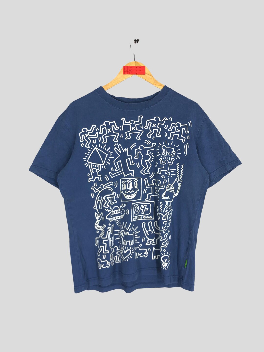 Vintage 90's Keith Haring Pop Art Design Big Image T Shirt Large K ...
