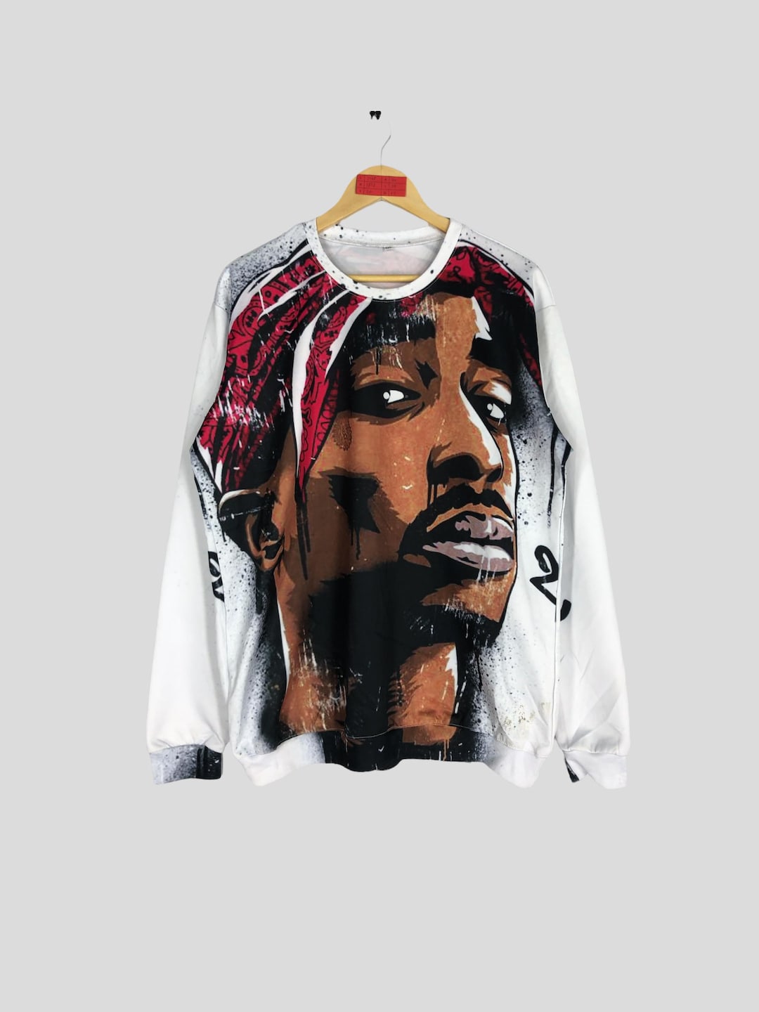 Y2K Tupac Shakur Rapper Makaveli Big Image Sweatshirt 2pac All Eyez on ...