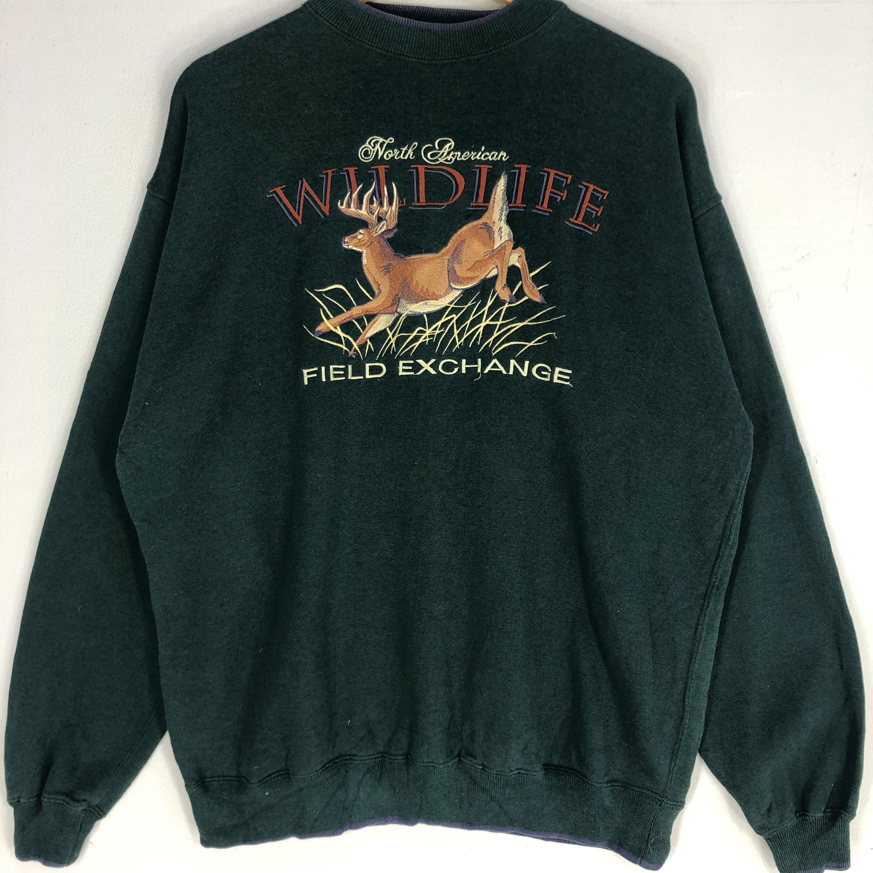 Vintage 90s North America Wildlife Deer Big Image Sweatshirt Deer ...