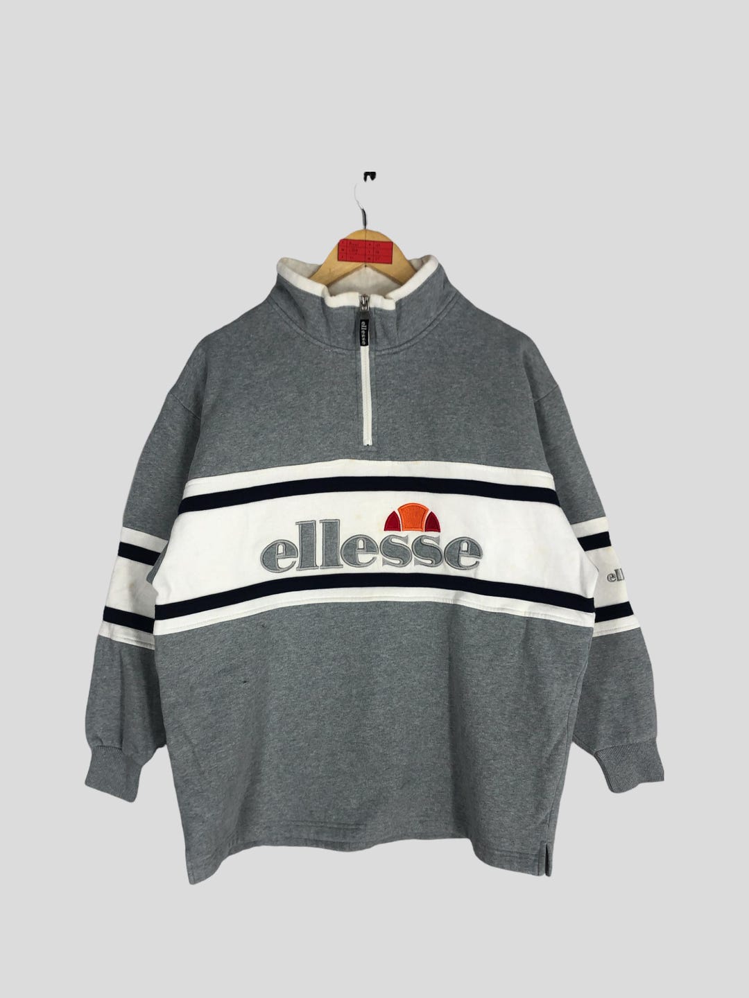 Vintage 90s Ellesse Half Zip Sweater - Gray Italy Crewneck Size M - Etsy