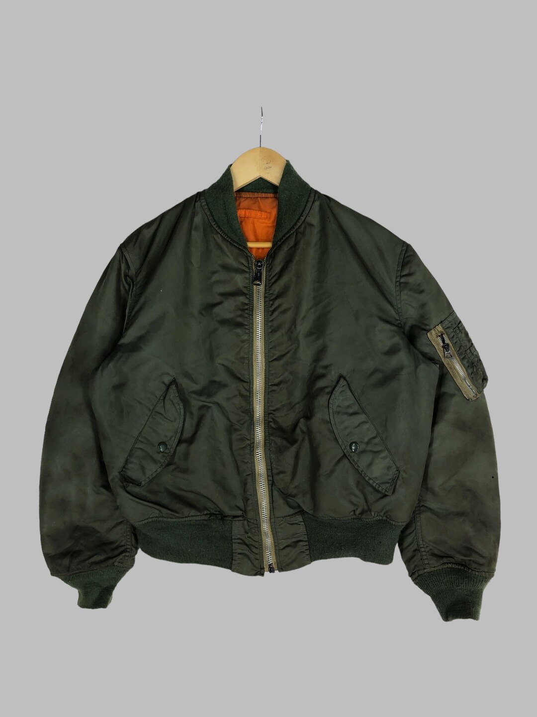 Vintage 80s 90s US Air Force Bomber Green Flight Jacket USAF Flight ...