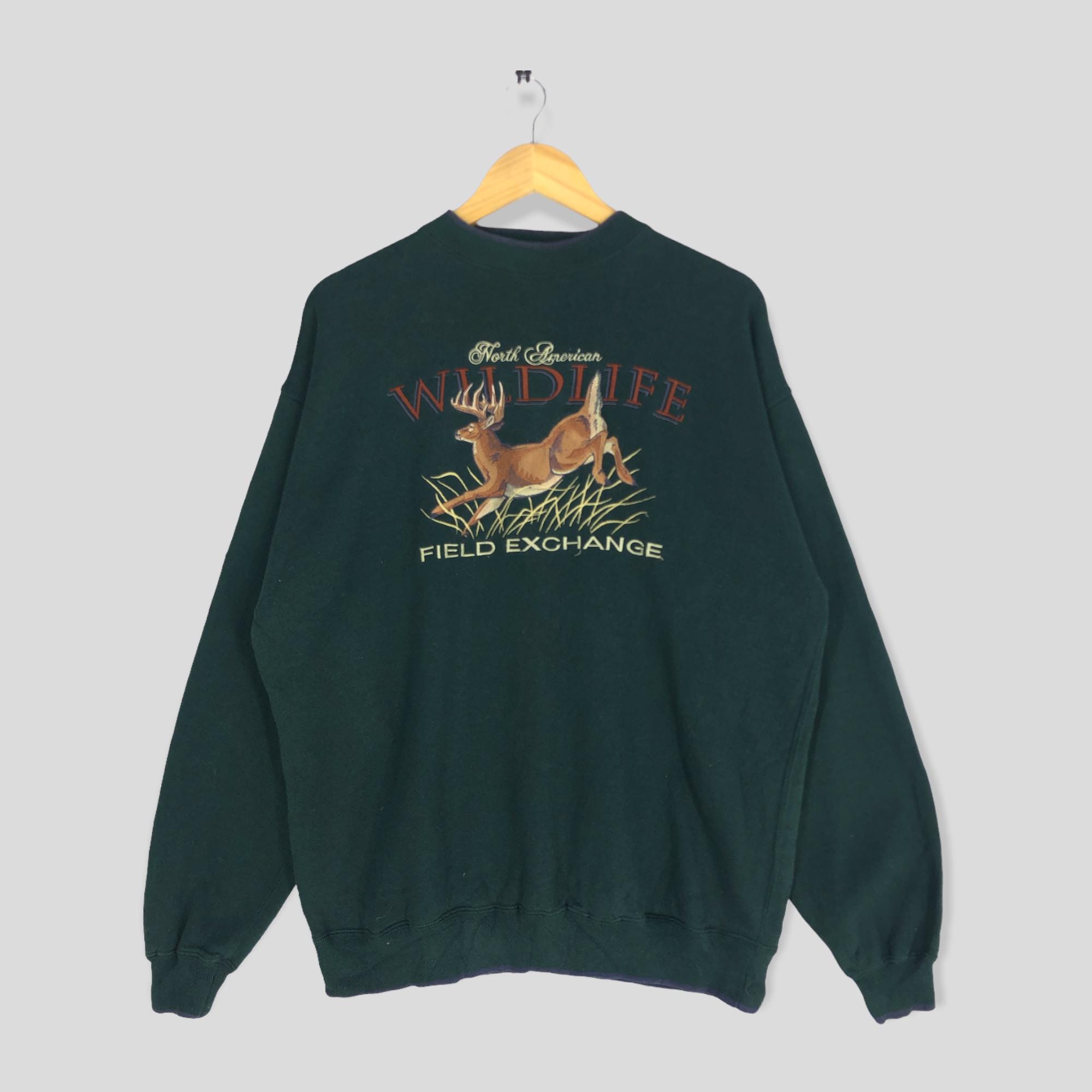 Vintage 90s North America Wildlife Deer Big Image Sweatshirt Deer ...