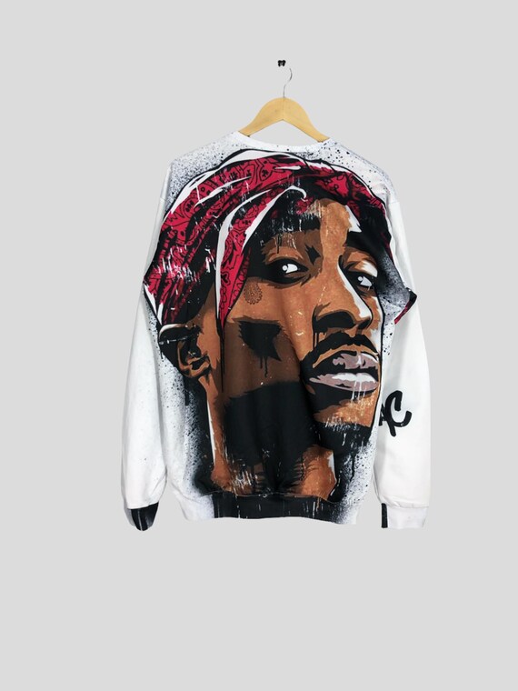 Y2K Tupac Shakur Rapper Makaveli Big Image Sweatshirt… - Gem
