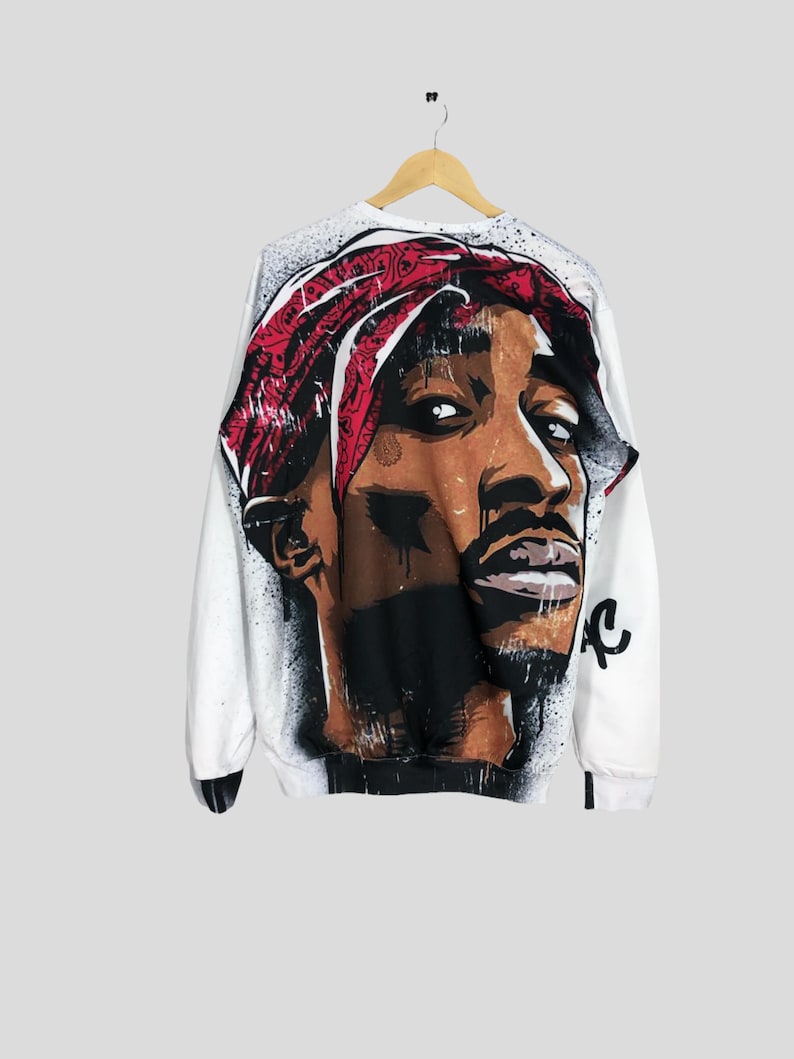 Y2K Tupac Shakur Rapper Makaveli Big Image Sweatshirt 2pac All Eyez on ...