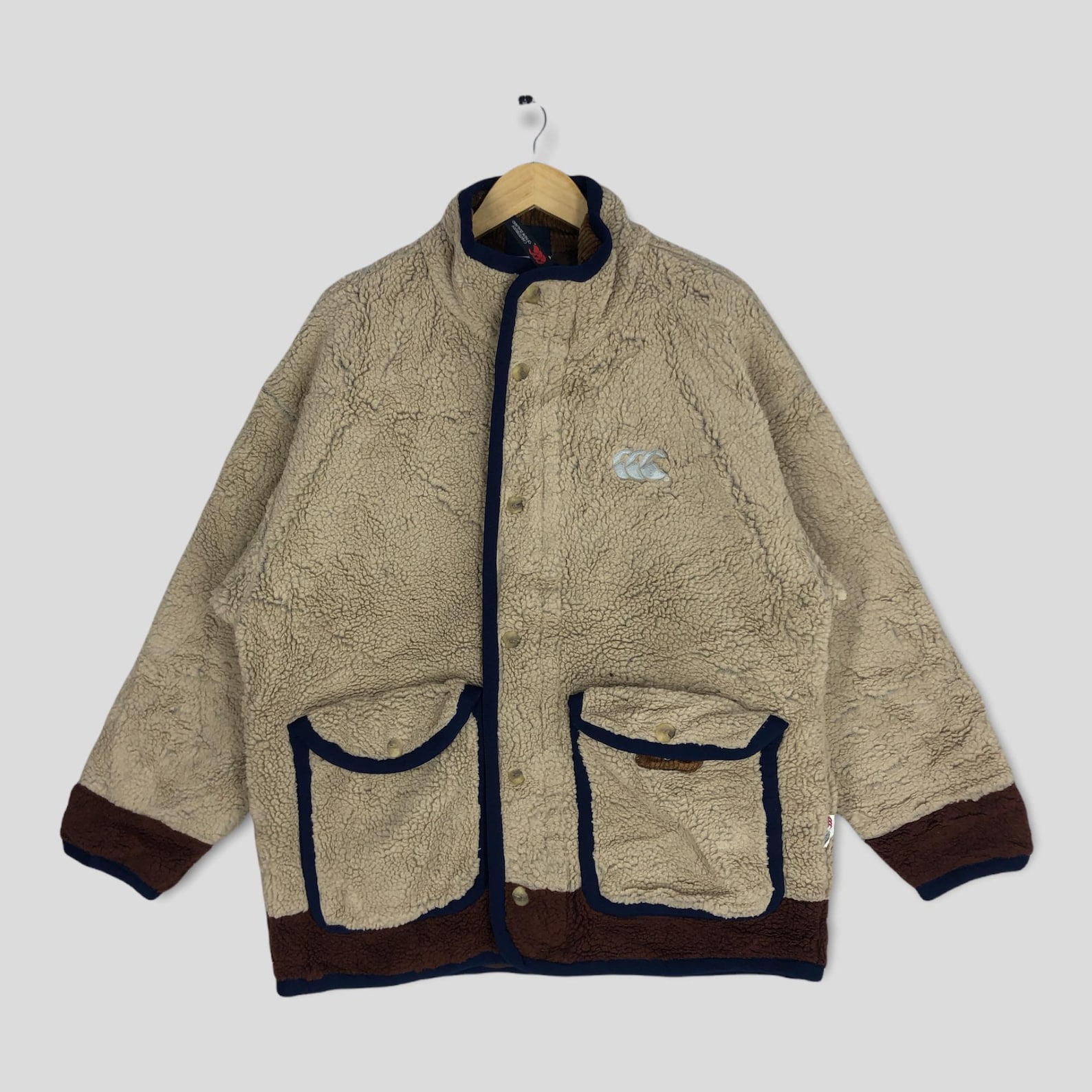 CANTERBURY New Zealand Rugby Button Fleece Jacket Large Vintage ...