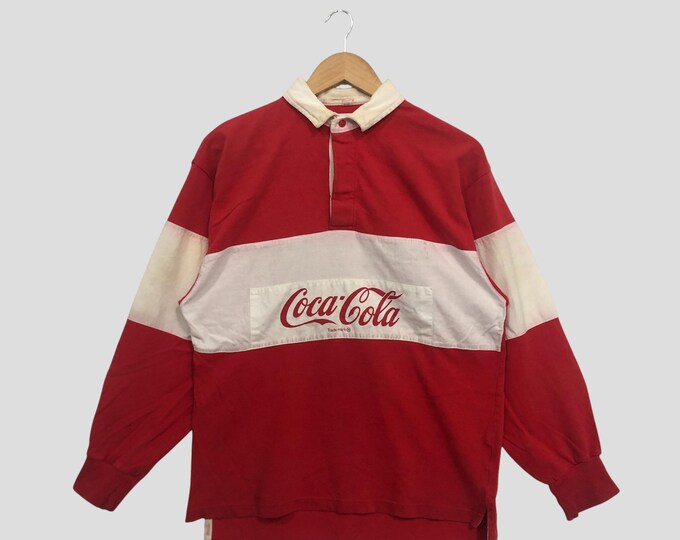 Vintage 90s Coca Cola Spellout Polo Rugby Shirt: Red White Cotton Polo ...