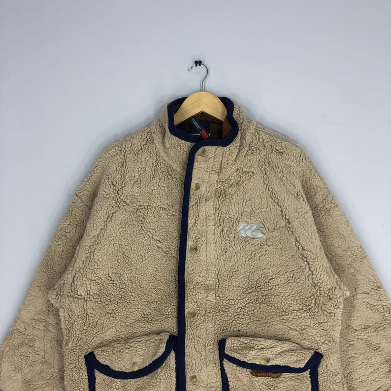 CANTERBURY New Zealand Rugby Button Fleece Jacket Large Vintage ...
