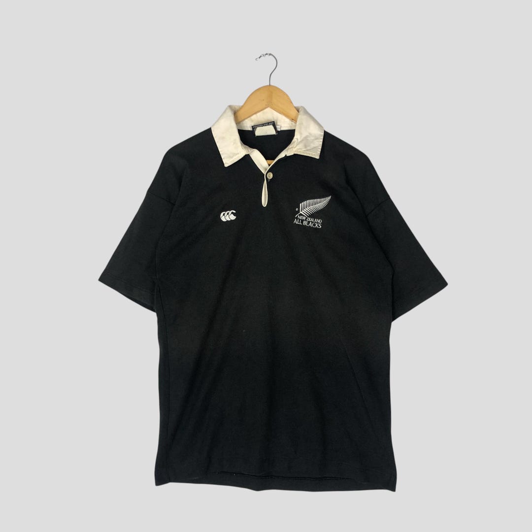 Vintage Canterbury All Blacks Rugby Polo Shirt - Distressed 90s Style ...