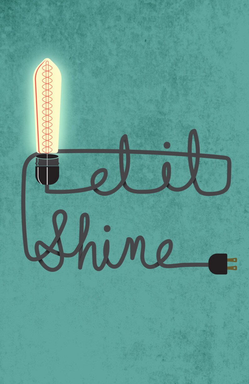 Let It Shine Edison Bulb Print - Etsy