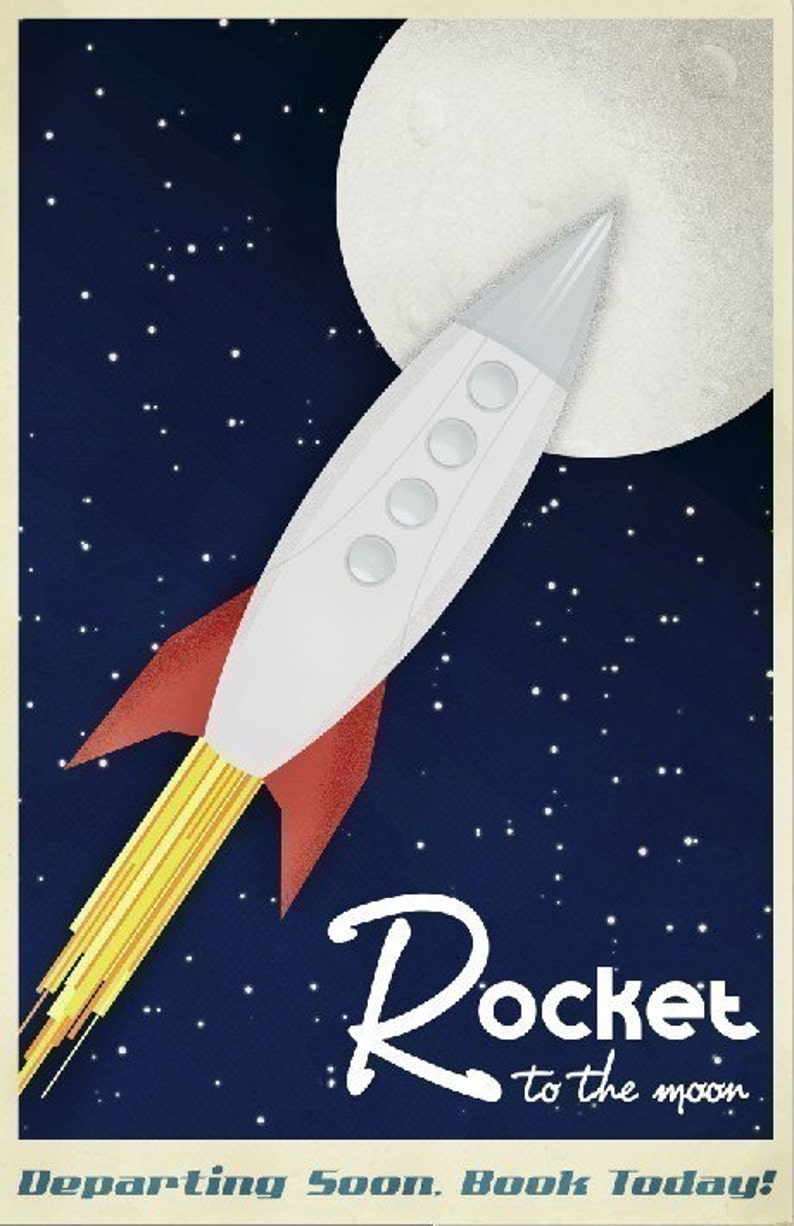 Rocket to the Moon Poster - Etsy