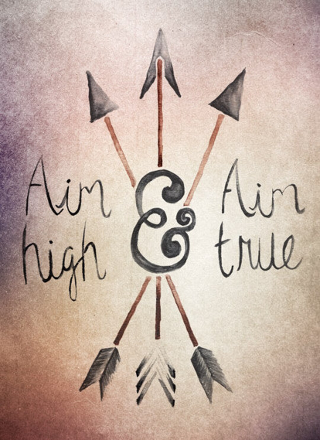Aim High and Aim True Watercolor Type Print - Etsy