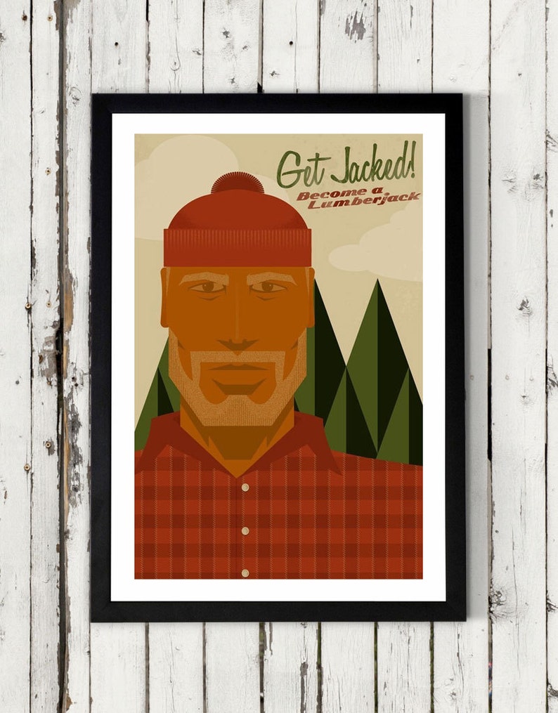 Get Jacked--retro Lumberjack Poster - Etsy