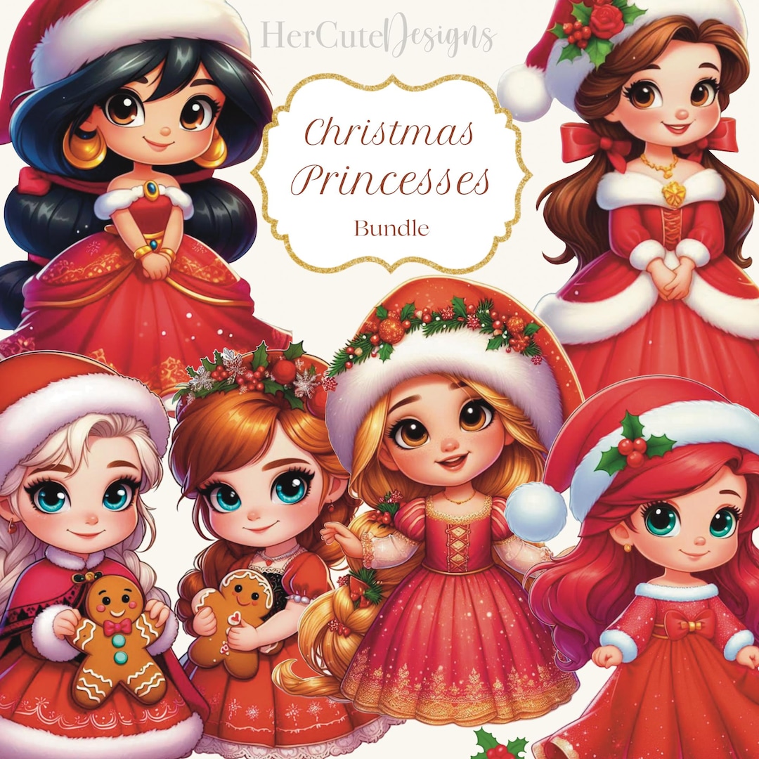 Cute Christmas Baby Princesses Bundle PNG | Mistletoe | Classic ...