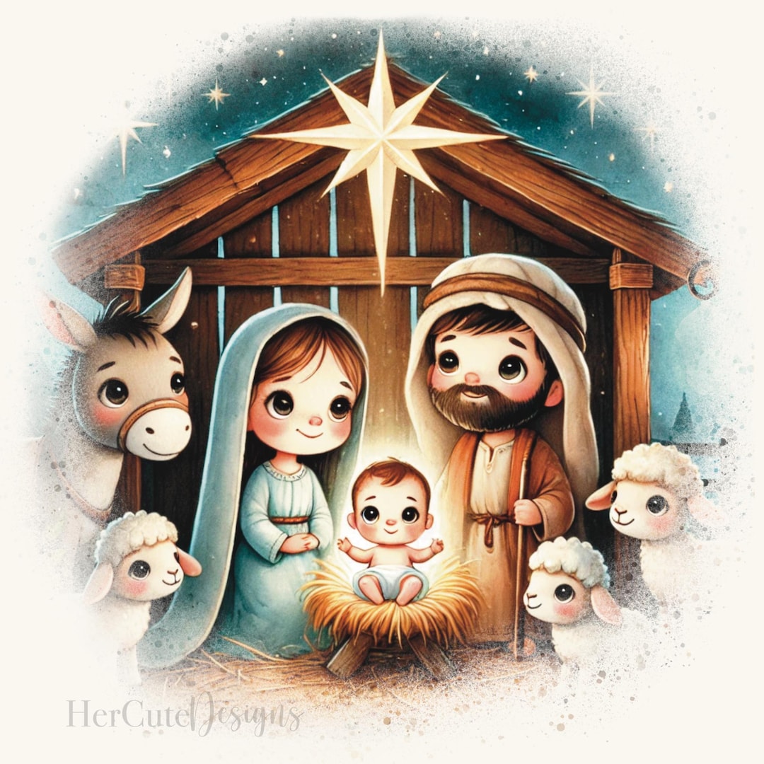 Cute Nativity Scene #2 PNG| Baby Jesus PNG | Christmas PNG | I'm the Season | Jesus is the ...