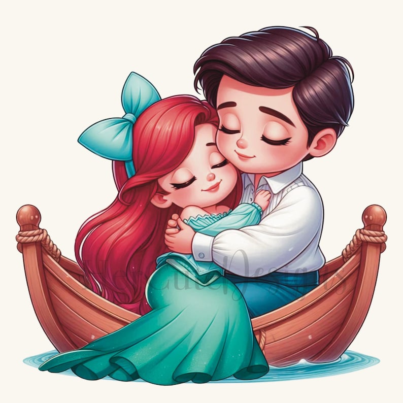 Cute Ariel and Prince PNG Ariel Prince Eric Baby Princess Digital Image ...