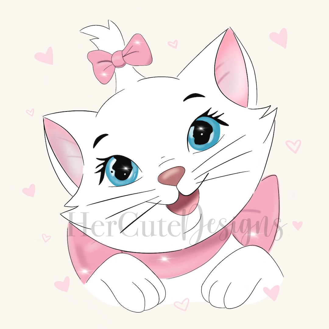 Cute Marie PNG | Kitten| Coquette Bow | White Kitty | Pink | Digital ...