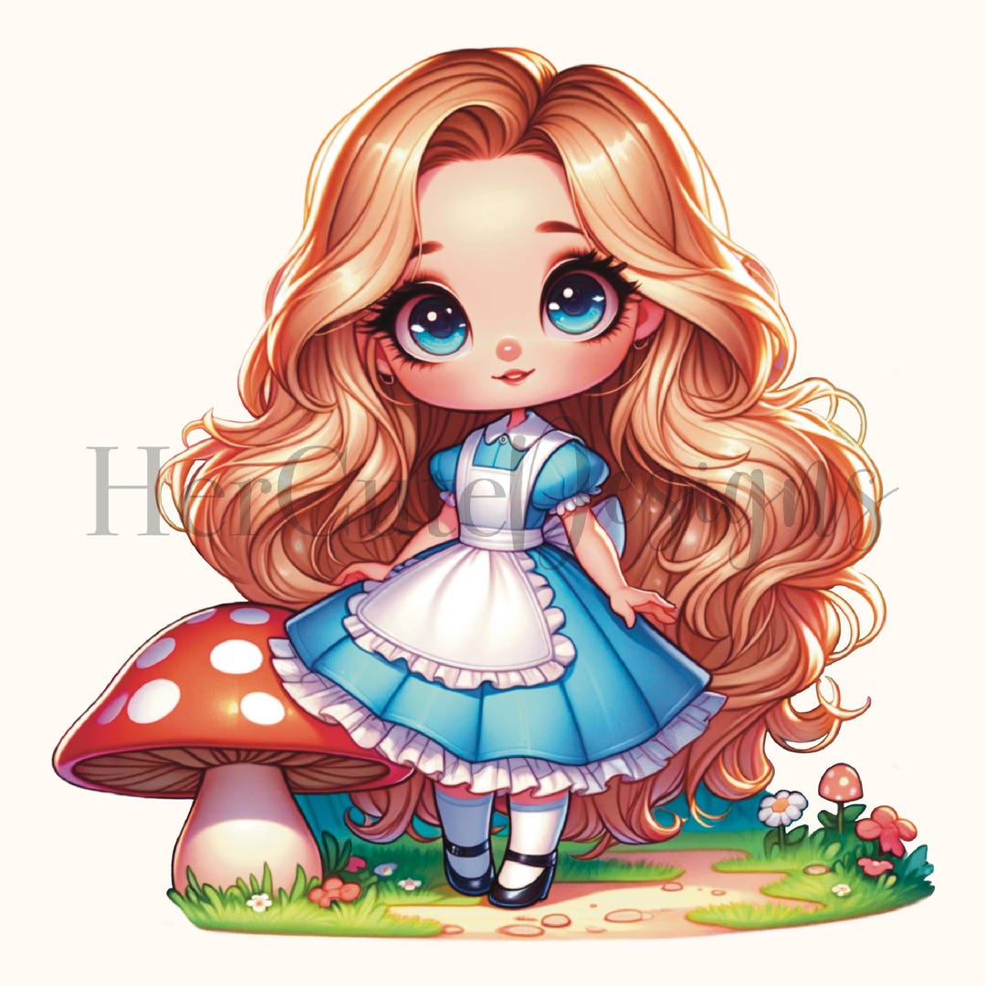Cute Little Alice in Wonderland Clip Art| Baby Alice | Mushroom ...