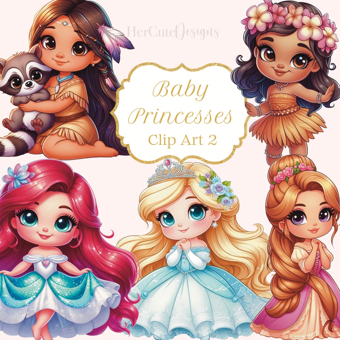 Cute Baby Princesses Clip Art 2 | Pocahontas | Ariel | Moana ...