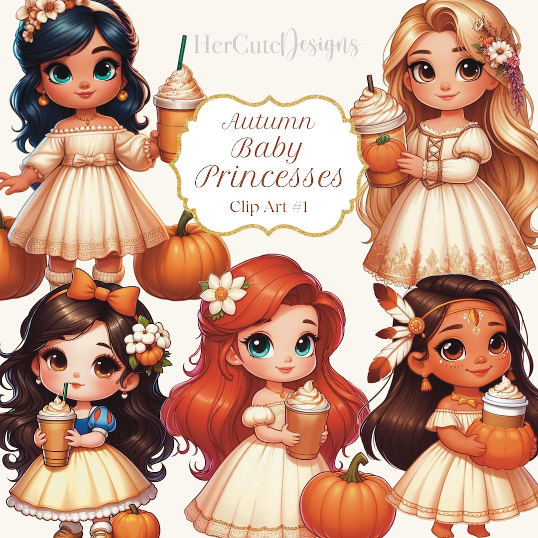 Cute Baby Autumn Princesses Bundle PNG | Pumpkin Spice| Autumn| Classic ...