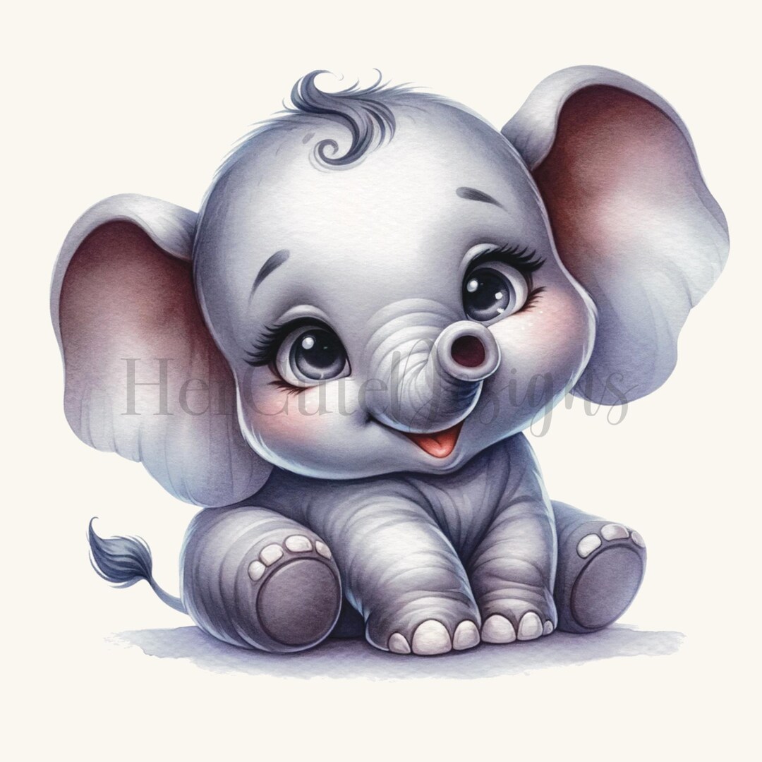 Cute Baby Elephant PNG | Safari Animal | Baby Shower Theme | Nursery ...