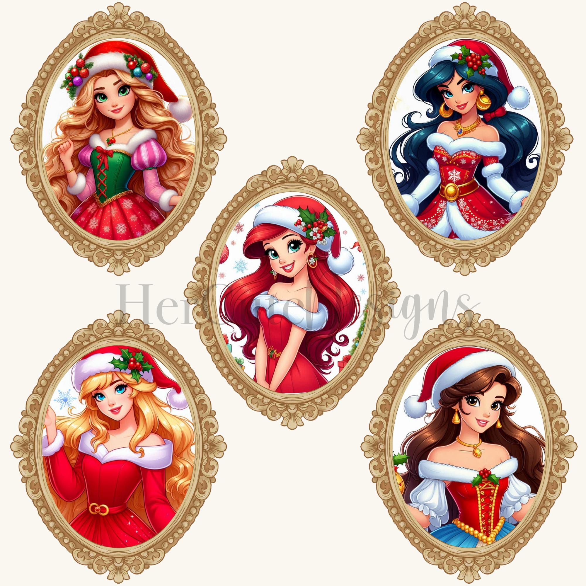 Christmas Princesses PNG: Santa Hats & Mistletoe (digital Download) - Etsy