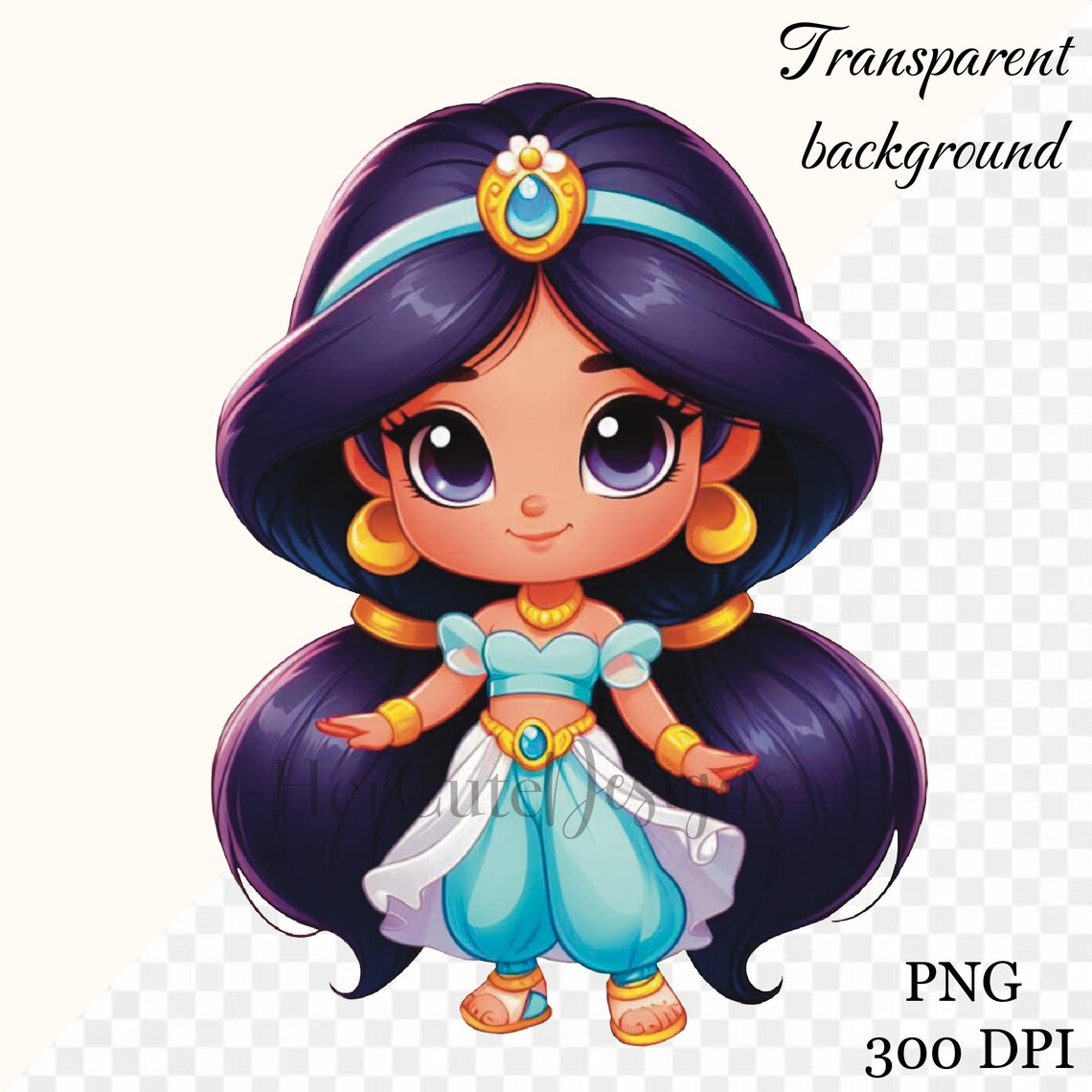 Cute Little Arabian Princess PNG | Teal | Baby Princess| Digital Image ...